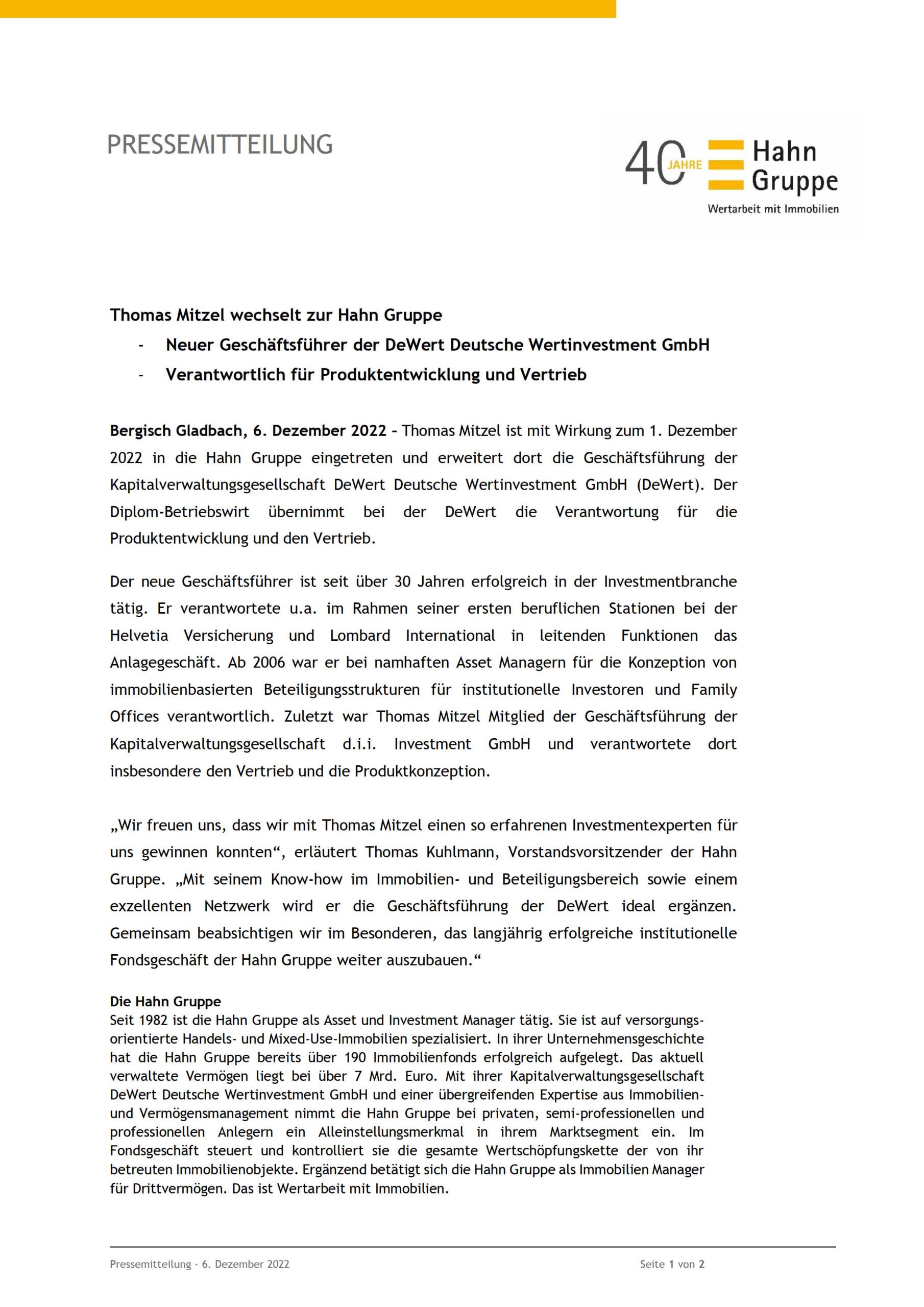 Unternehmen - Hahn AG